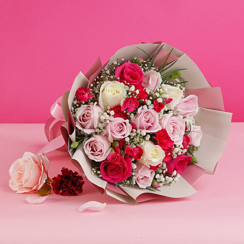 Just For You - Mixed Colours Roses Flower Bouquet